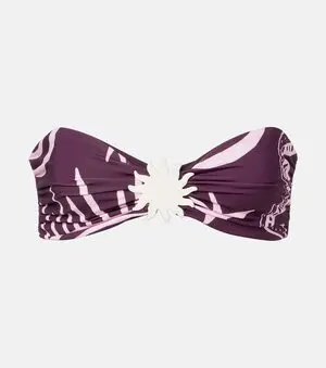 CALA DE LA CRUZ Cala De La Cruz Maple Printed Bandeau Bikini Top Purple