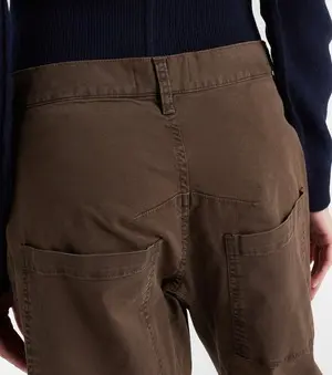 NILI LOTAN Shon Cotton Twill Barrel-leg Trousers In Wood - Brown