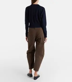 NILI LOTAN Shon Cotton Twill Barrel-leg Trousers In Wood - Brown