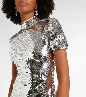 SELF-PORTRAIT Sequined Midi Dress