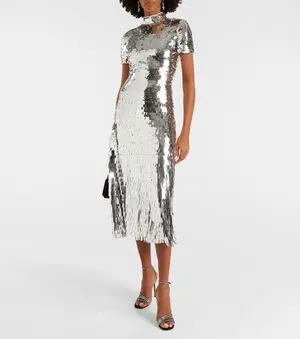 SELF-PORTRAIT Sequined Midi Dress