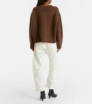 NILI LOTAN Shon Corduroy Barrel-leg Pants - White