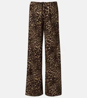 NILI LOTAN Adriel Leopard-print Wide-leg Pants - Multicoloured