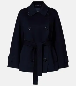 Max Mara Louise Belted Double-breasted Virgin Wool Jacket - Blue
