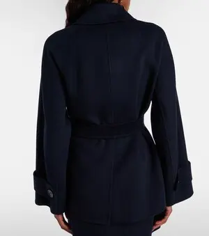 Max Mara Louise Belted Double-breasted Virgin Wool Jacket - Blue