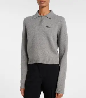 Givenchy Logo Wool And Cashmere Polo Sweater - Grey