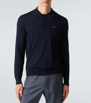 Prada Virgin Wool Polo Sweater - Blue