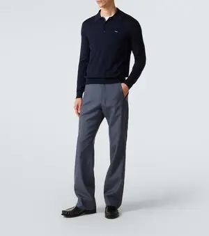 Prada Virgin Wool Polo Sweater - Blue