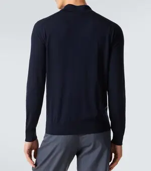 Prada Virgin Wool Polo Sweater - Blue