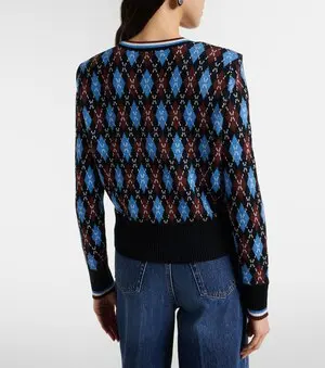 Veronica Beard Sylvane Argyle Wool And Cotton Cardigan