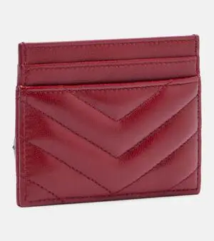 Saint Laurent Cassandre Matelasse Leather Card Holder - Red