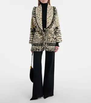 Alanui Ocean Whispers Fringed Wool-blend Cardigan - Yellow