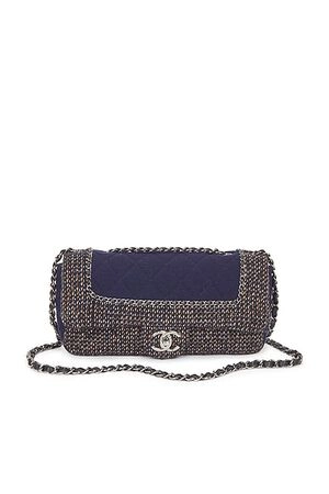 Chanel Tweed Flap Bag - Navy