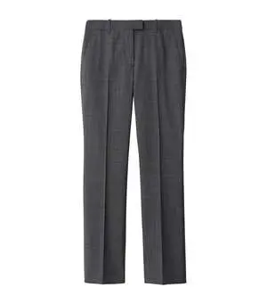 Burberry Wool Prince Of Wales Check Tailored Trousers - Grey