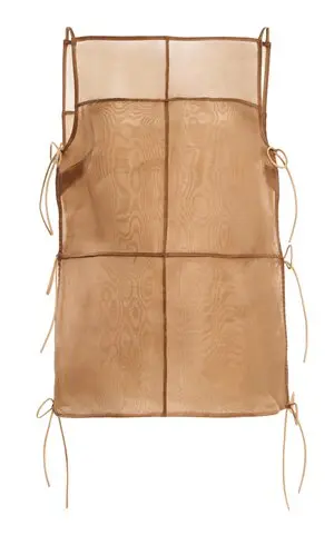 Staud Chandler Tie-detailed Sheer Chiffon Top - Brown