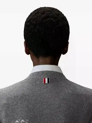 Thom Browne V-neck Four-stripe Cardigan - Grey