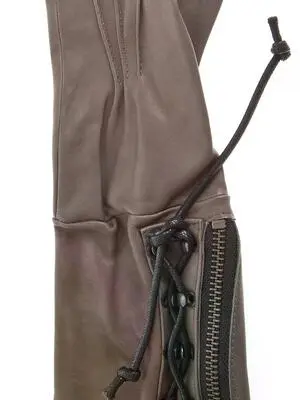 HAIDER ACKERMANN Leather Gloves With Woven Detailing - Grey