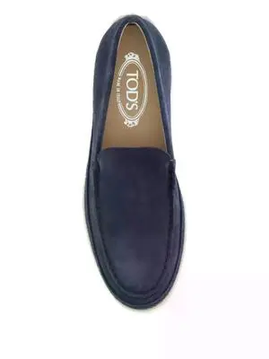 TOD'S Raffia Detail Round Toe Loafers