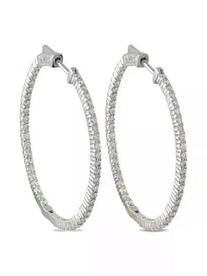 LB EXCLUSIVE 14k White Gold Diamond Pavé Hoop Earrings - Silver