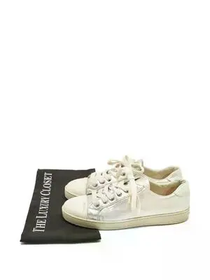 Prada Leather Cap-toe Lace-up Sneakers - Silver