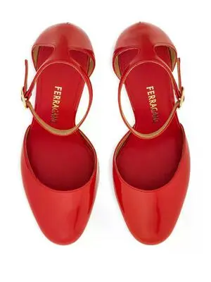 FERRAGAMO Patent Leather Ankle Strap Pumps