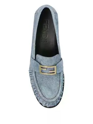 Fendi Logo Ruched Detail Loafers - Blue