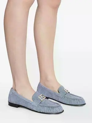 Fendi Logo Ruched Detail Loafers - Blue