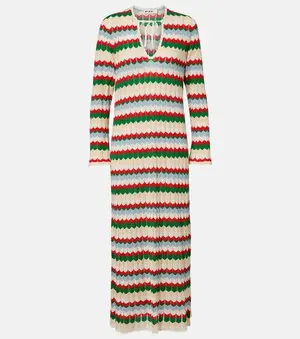 Rixo Lucila Knitted Chevron Cotton Maxi Dress - Multicoloured