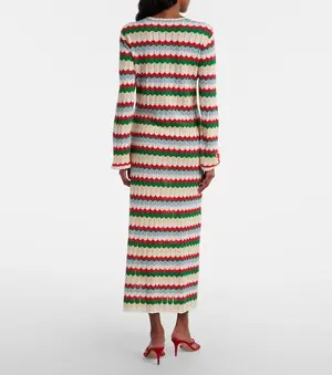 Rixo Lucila Knitted Chevron Cotton Maxi Dress