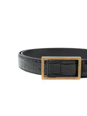 Emporio Armani Crocodile-effect Leather Belt With Buckle Fastening
