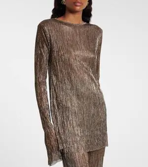 CALA DE LA CRUZ Loretta Lame Top - Brown