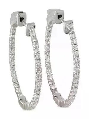 LB EXCLUSIVE 14k White Gold Diamond Hoop Earrings - Silver