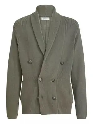 Brunello Cucinelli Ribbed Cardigan With Shawl Lapels - Green