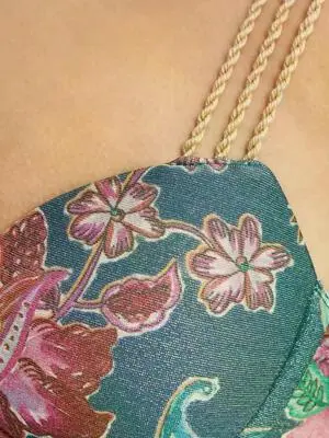 DEL MAAR Del Mar Ceiri Floral-print Bikini Top With Braided Straps - Blue
