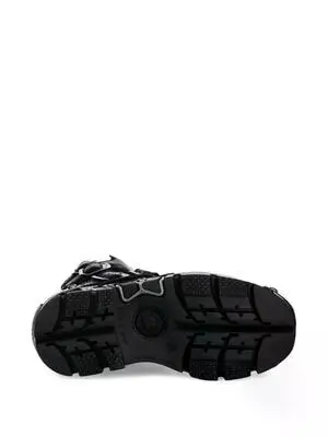 NEW ROCK 70mm Platform Leather Boots With Buckle And Lace-up Detail