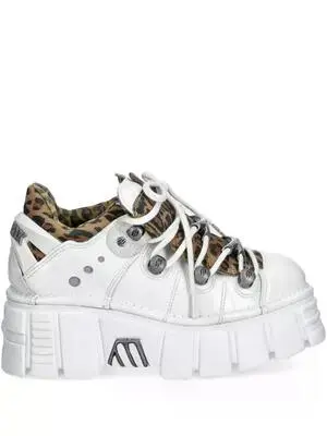 NEW ROCK 60mm Leopard Platform Sneakers - White