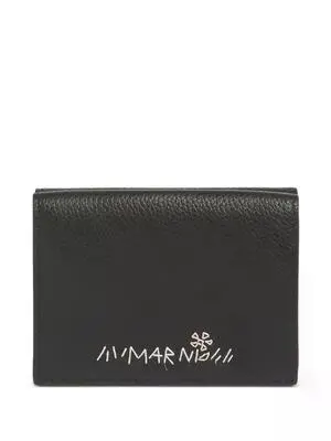Marni Embroidered-flower Trifold Wallet Black