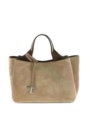 TOD'S Suede Mini Tote Bag - Neutrals