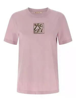 Marni Logo-print Crew Neck T-shirt - Pink