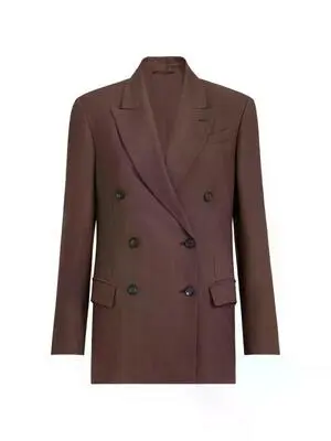 Brunello Cucinelli Peak Lapels Double-breasted Blazer - Brown