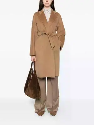 Max Mara Camel Cashmere Tie-waist Coat - Brown