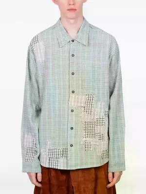 STORY MFG. Patchwork Plaid Shirt - Blue