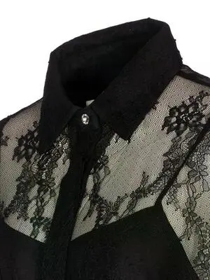 Liu Jo Lace Shirt With Classic Collar And Buttoned Cuffs - Black