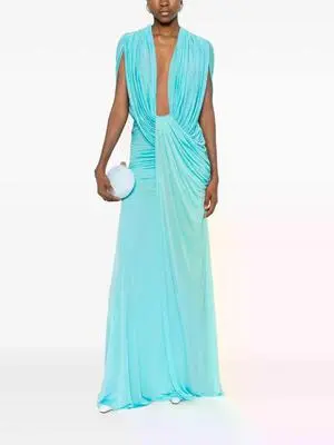 Christopher Esber Ripple Drape Maxi Dress - Blue