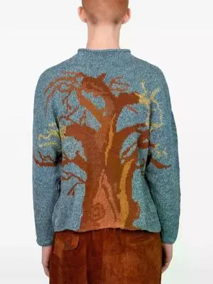 STORY MFG. Twinsun" Graphic Knit Sweater - Blue