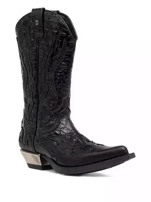 NEW ROCK 40mm Leather Boots With Flame Design