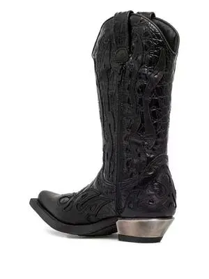 NEW ROCK 40mm Leather Boots With Flame Design
