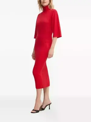 TWINSET Ribbed Knit Turtleneck Midi Dress