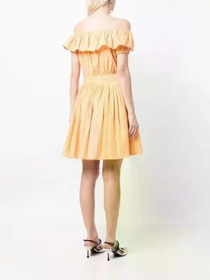 Miu Miu Off-shoulder Striped Cotton Dress