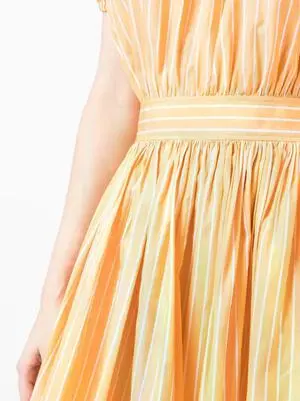 Miu Miu Off-shoulder Striped Cotton Dress
